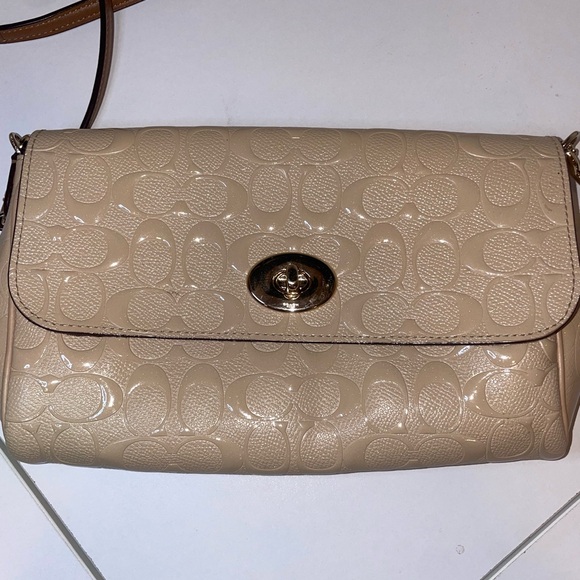 Coach | Bags | Coach Signature Ruby Crossbody In Debossed Cream Patent ...
